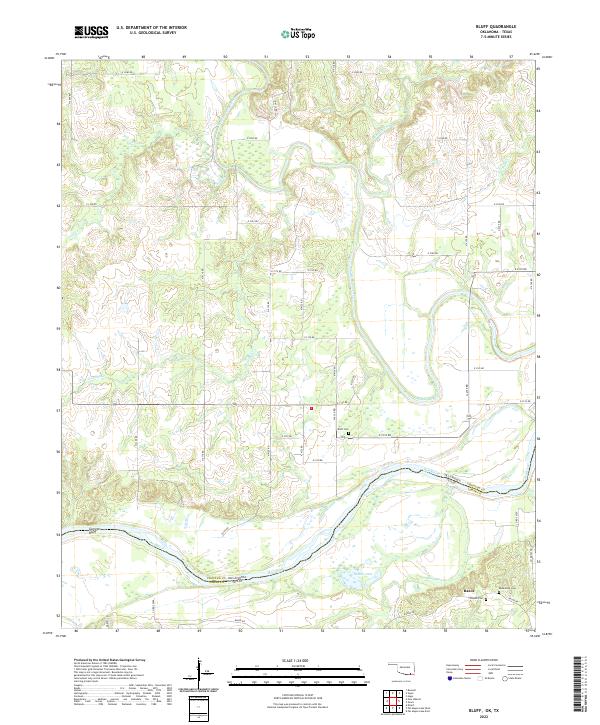 US Topo 7.5-minute map for Bluff OKTX – American Map Store