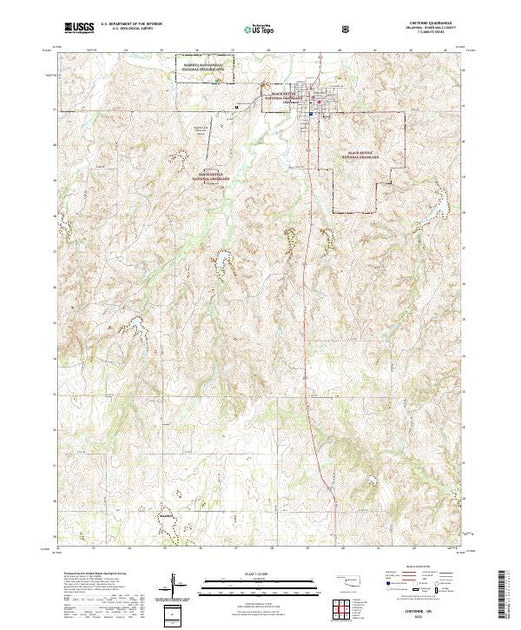 US Topo 7.5-minute map for Cheyenne OK – American Map Store