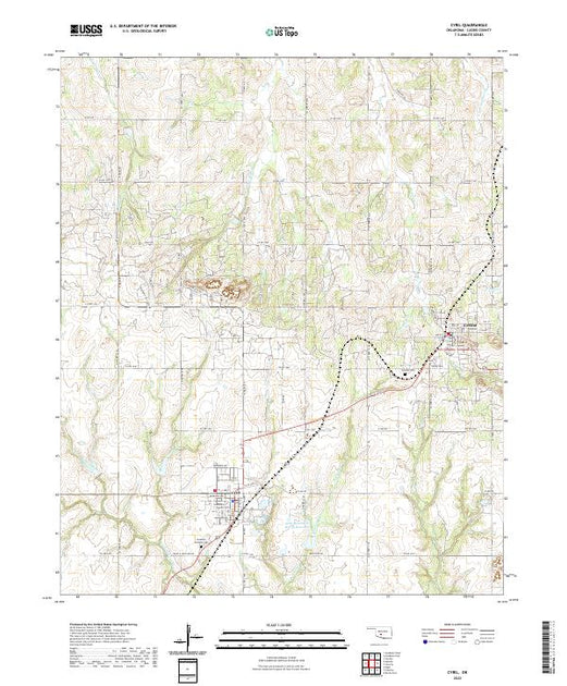 US Topo 7.5-minute map for Cyril OK – American Map Store
