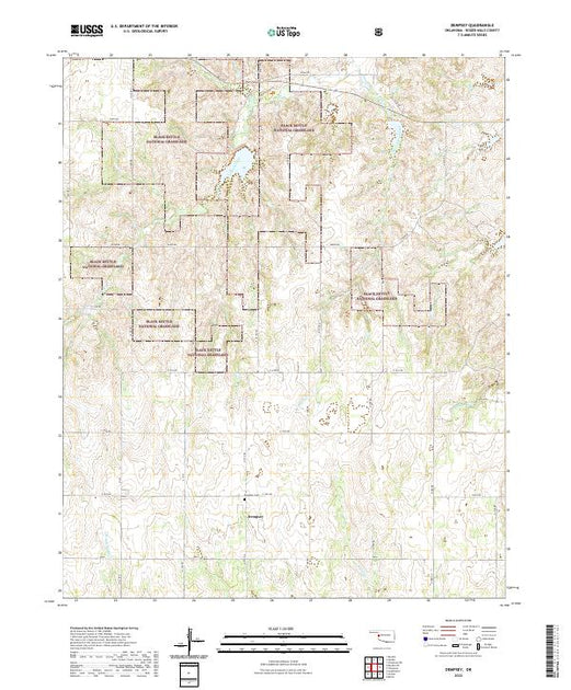 US Topo 7.5-minute map for Dempsey OK – American Map Store