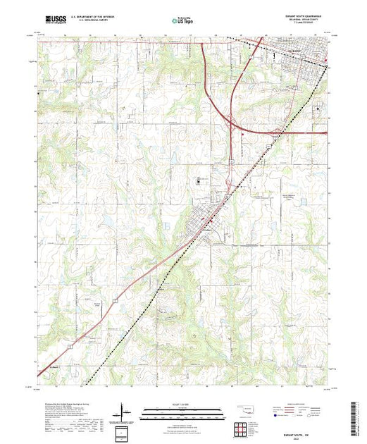 US Topo 7.5-minute map for Durant South OK – American Map Store