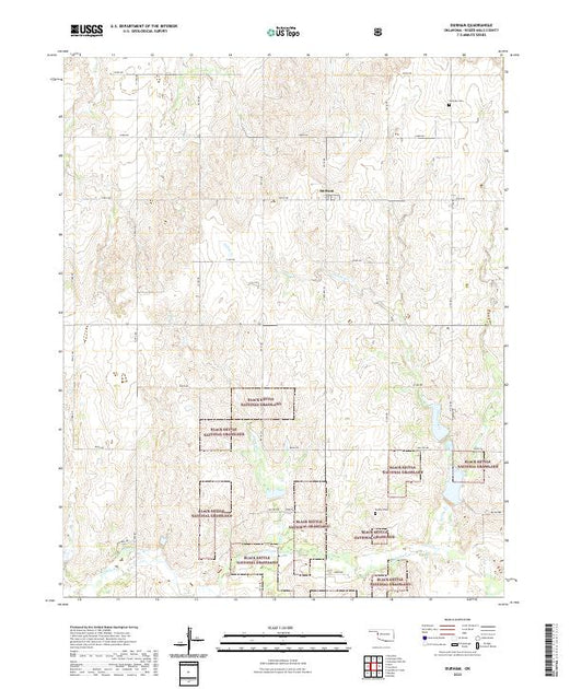 US Topo 7.5-minute map for Durham OK – American Map Store