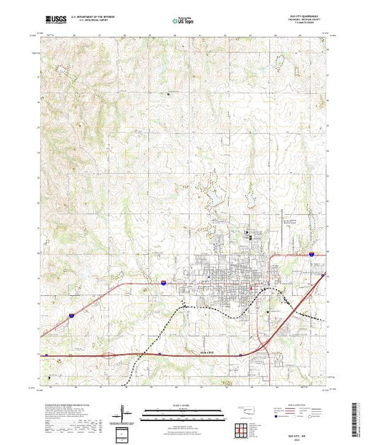 US Topo 7.5-minute map for Elk City OK – American Map Store