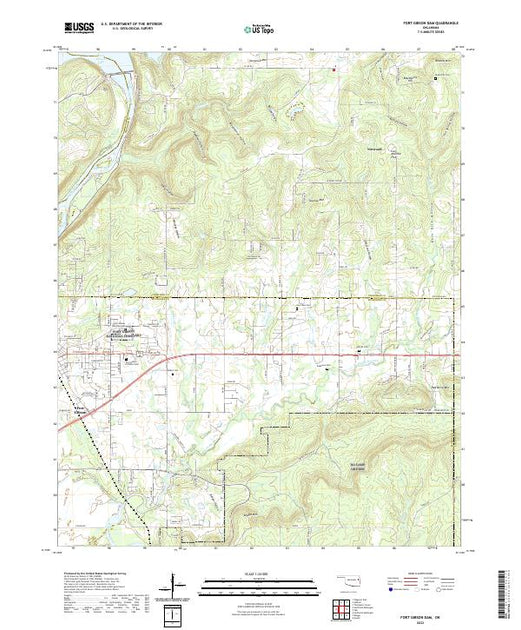 US Topo 7.5-minute map for Fort Gibson Dam OK – American Map Store