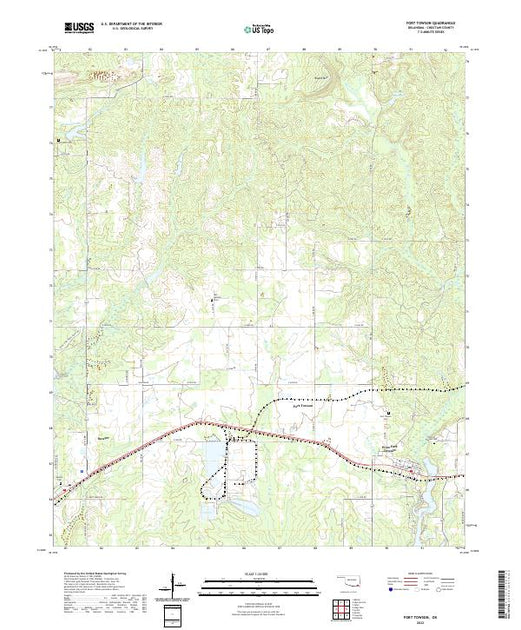 US Topo 7.5-minute map for Fort Towson OK – American Map Store