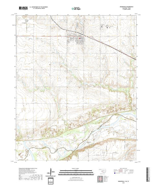 US Topo 7.5-minute map for Grandfield OKTX – American Map Store