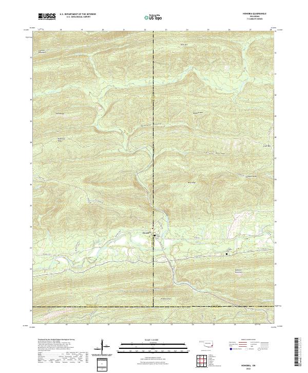 US Topo 7.5-minute map for Honobia OK – American Map Store