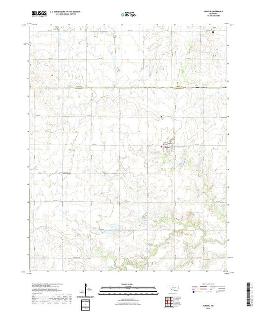US Topo 7.5-minute map for Hunter OK – American Map Store