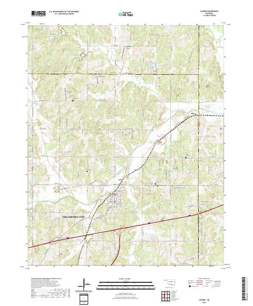 US Topo 7.5-minute map for Luther OK – American Map Store