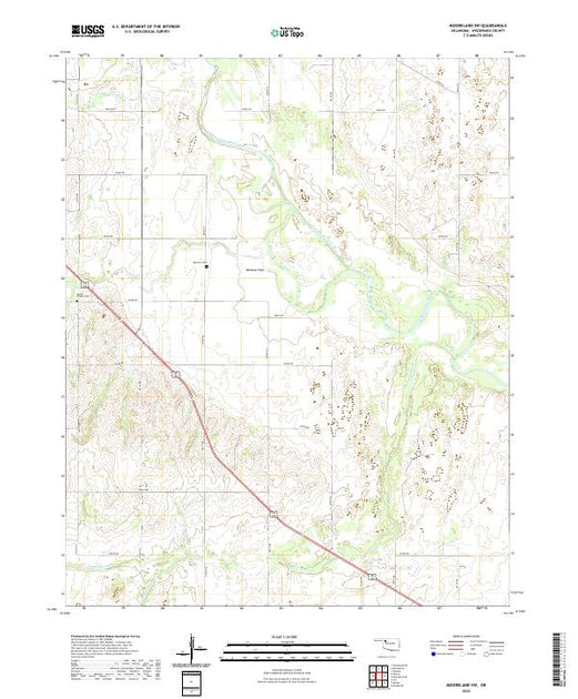 US Topo 7.5-minute map for Mooreland SW OK – American Map Store