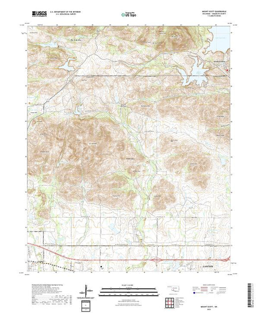 US Topo 7.5-minute map for Mount Scott OK – American Map Store