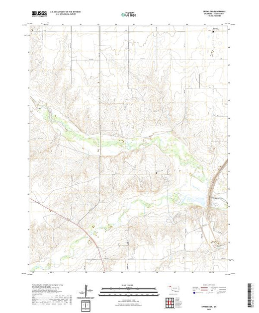 US Topo 7.5-minute map for Optima Dam OK – American Map Store