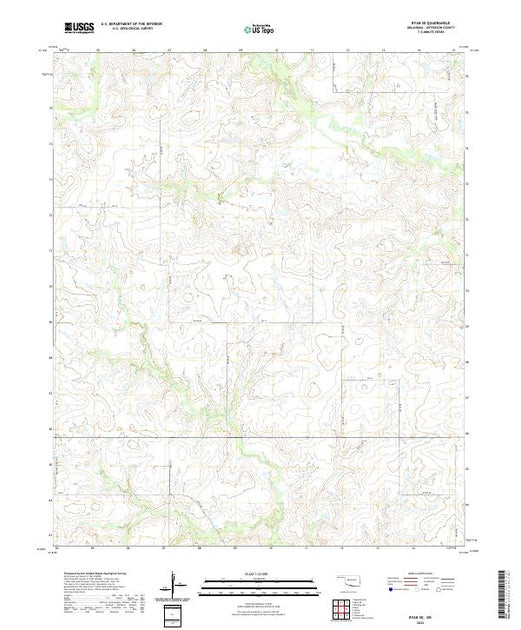 US Topo 7.5-minute map for Ryan SE OK – American Map Store