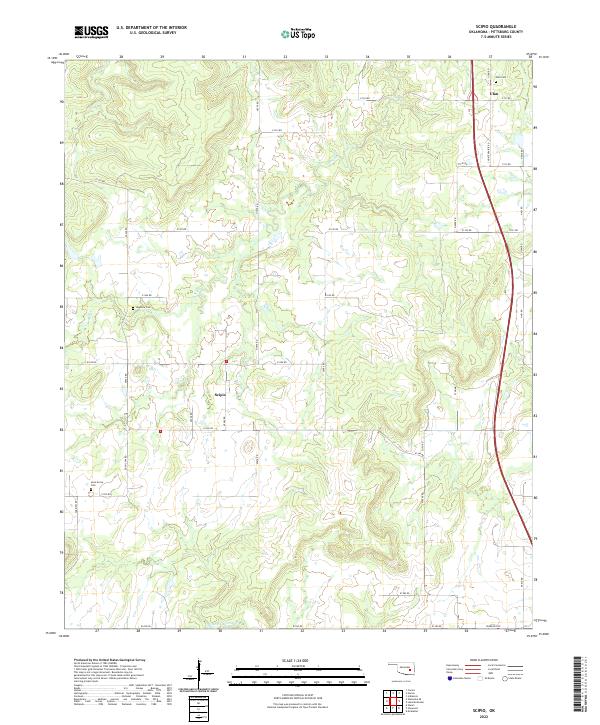 US Topo 7.5-minute map for Scipio OK – American Map Store