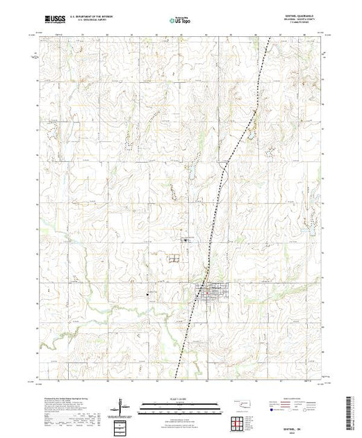 US Topo 7.5-minute map for Sentinel OK – American Map Store