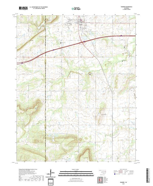 US Topo 7.5-minute map for Warner OK – American Map Store