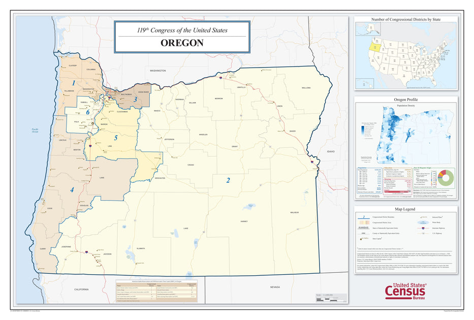 Oregon Congressional District Wall Map – American Map Store