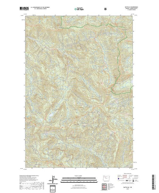 US Topo 7.5-minute map for Battle Ax OR – American Map Store