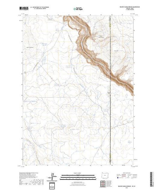 US Topo 7.5-minute map for Beaver Charlie Breaks ORID – American Map Store