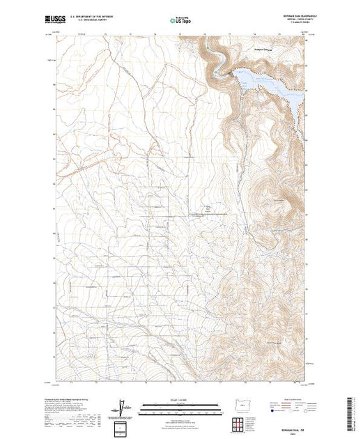 US Topo 7.5-minute map for Bowman Dam OR – American Map Store