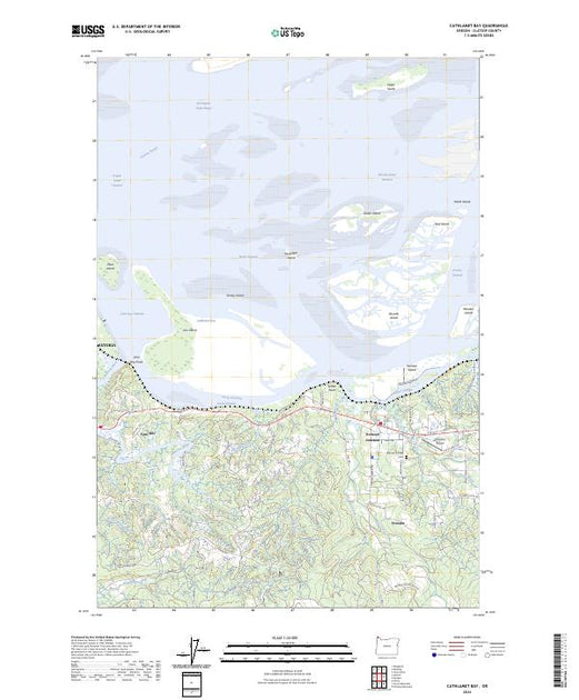 US Topo 7.5-minute map for Cathlamet Bay OR – American Map Store