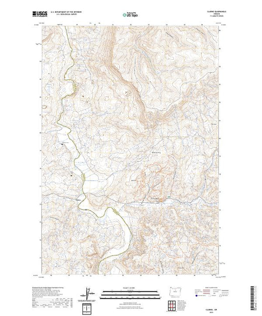US Topo 7.5-minute map for Clarno OR – American Map Store