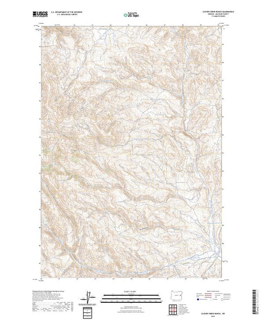 US Topo 7.5-minute map for Clover Creek Ranch OR – American Map Store