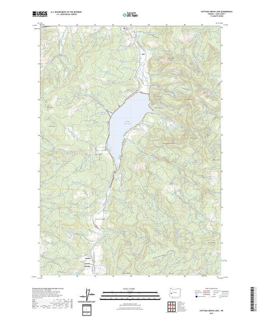 US Topo 7.5-minute map for Cottage Grove Lake OR – American Map Store