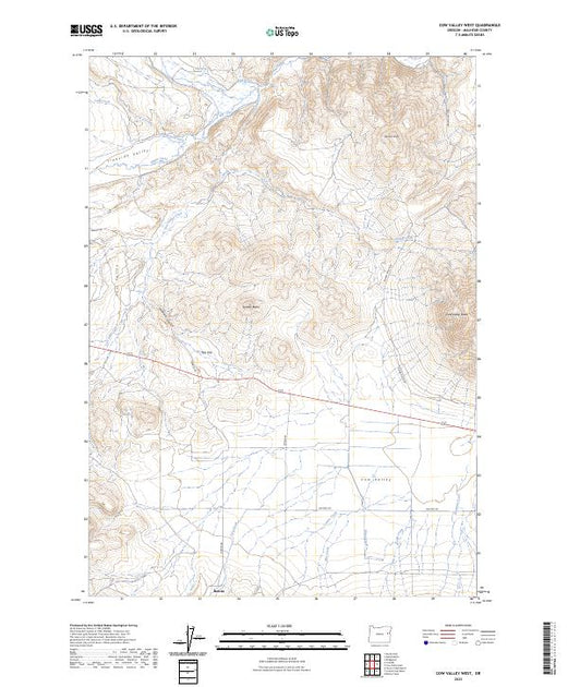 US Topo 7.5-minute map for Cow Valley West OR – American Map Store