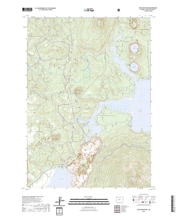 US Topo 7.5-minute map for Davis Mountain OR – American Map Store