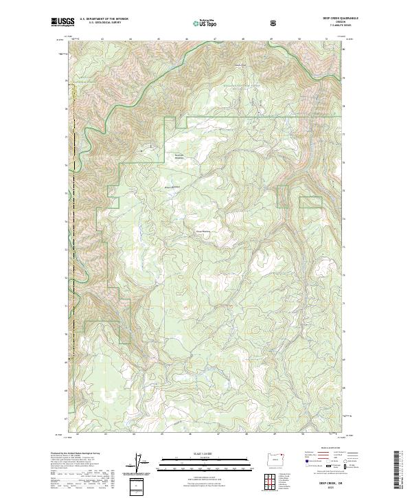 US Topo 7.5-minute map for Deep Creek OR – American Map Store