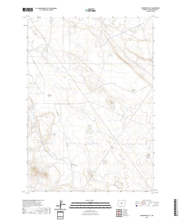 US Topo 7.5-minute map for Dickerson Flat OR – American Map Store