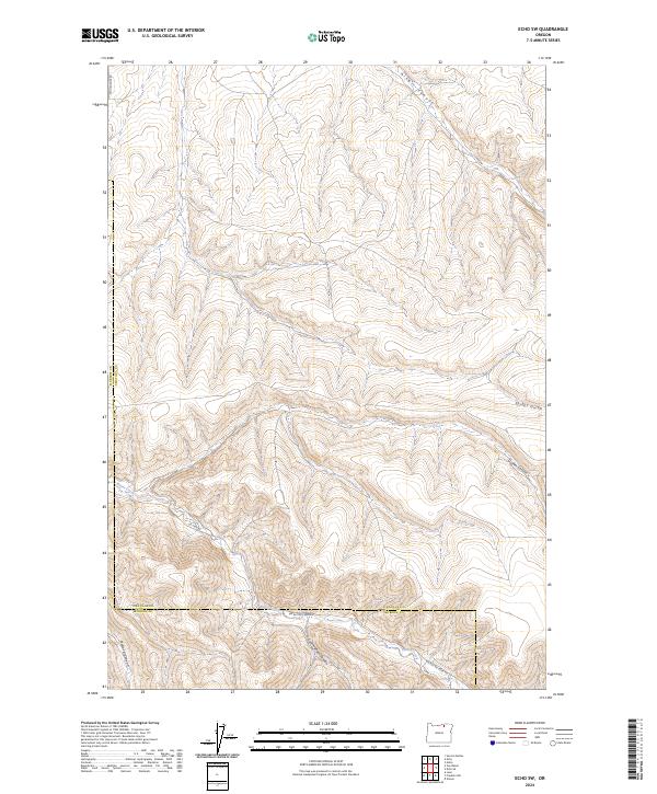 US Topo 7.5-minute map for Echo SW OR – American Map Store