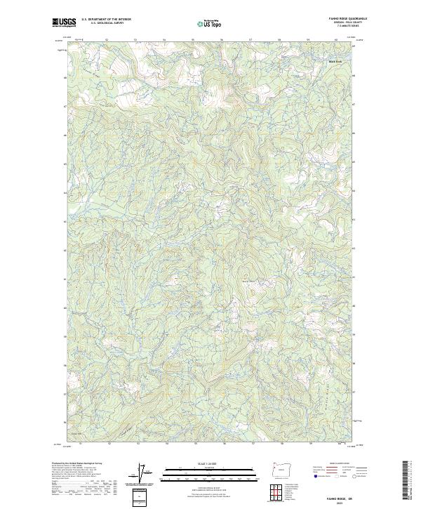 US Topo 7.5-minute map for Fanno Ridge OR – American Map Store