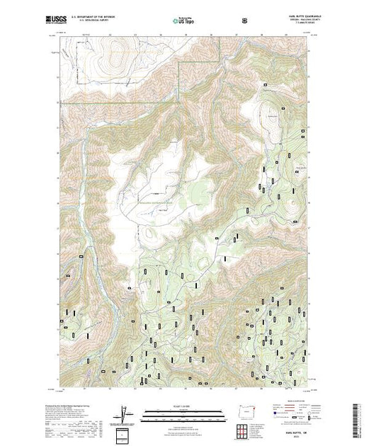 US Topo 7.5-minute map for Harl Butte OR – American Map Store