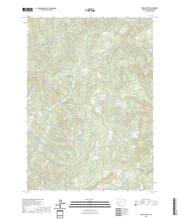 US Topo 7.5-minute map for Hinkle Creek OR – American Map Store