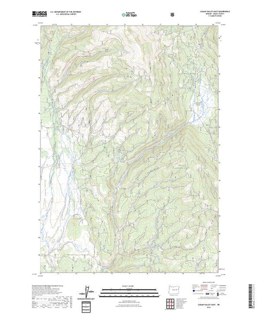 US Topo 7.5-minute map for Logan Valley East OR – American Map Store