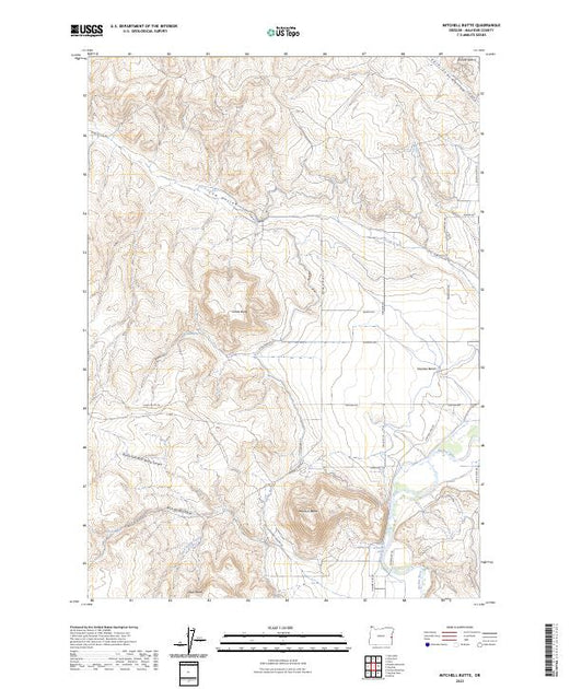 US Topo 7.5-minute map for Mitchell Butte OR – American Map Store
