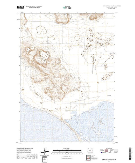 US Topo 7.5-minute map for Northeast Harney Lake OR – American Map Store