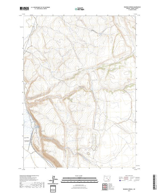 US Topo 7.5-minute map for Roaring Springs OR – American Map Store