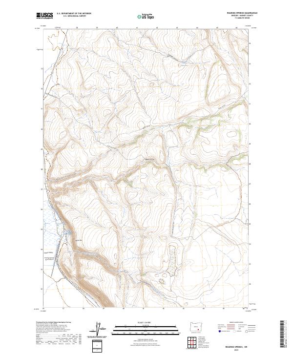 US Topo 7.5-minute map for Roaring Springs OR – American Map Store