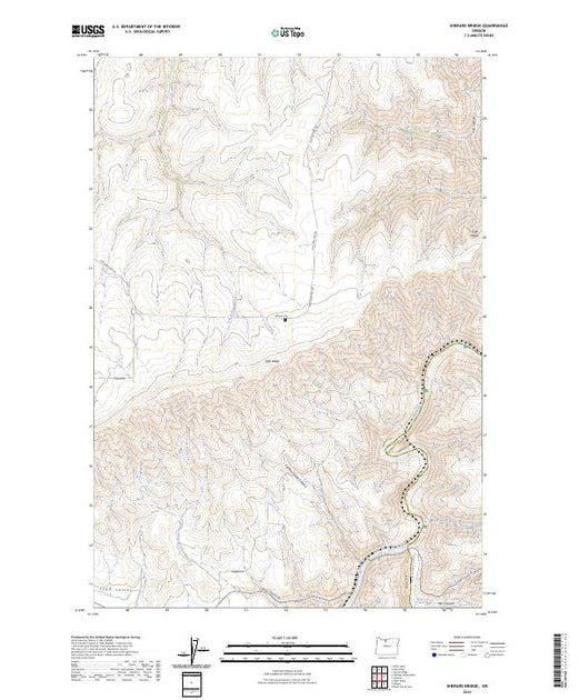 US Topo 7.5-minute map for Sherars Bridge OR – American Map Store