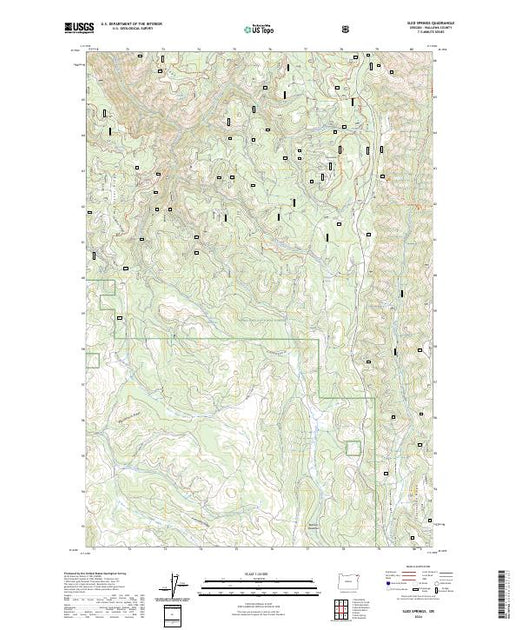US Topo 7.5-minute map for Sled Springs OR – American Map Store