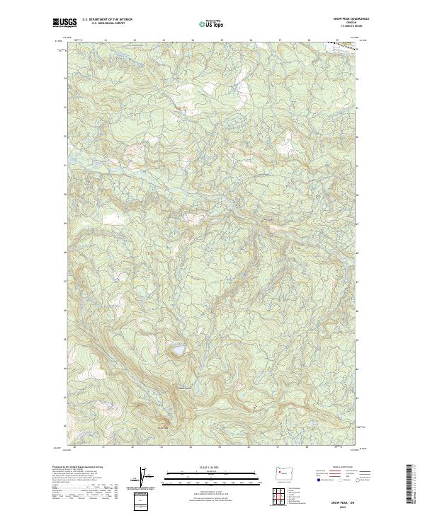 US Topo 7.5-minute map for Snow Peak OR – American Map Store