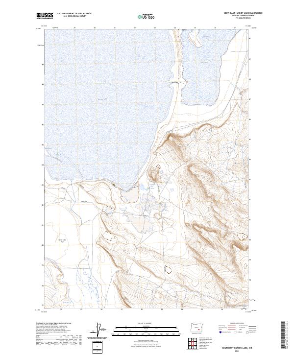 US Topo 7.5-minute map for Southeast Harney Lake OR – American Map Store