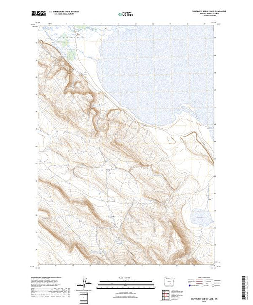 US Topo 7.5-minute map for Southwest Harney Lake OR – American Map Store