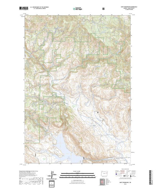 US Topo 7.5-minute map for Unity Reservoir OR – American Map Store