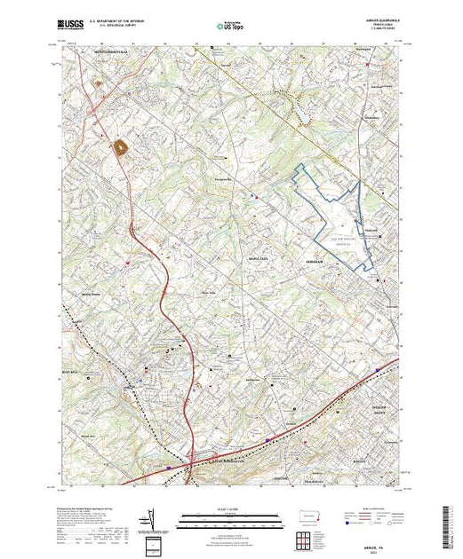 US Topo 7.5-minute map for Ambler PA – American Map Store
