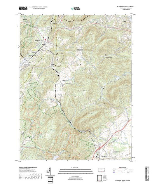 US Topo 7.5-minute map for Blue Ridge Summit PAMD – American Map Store