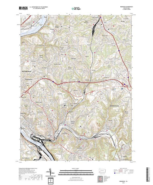 US Topo 7.5-minute map for Braddock PA – American Map Store